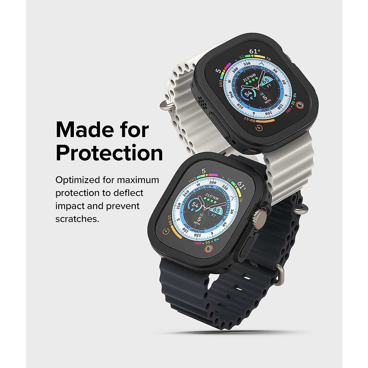 Ringke Air Sports [Tailored Cutouts] Compatible with Apple Watch Ultra 2 Case and Designed for Apple Watch Ultra Case, Soft Flexible Bumper Lightweight Slim TPU Cover for Women, Men - Black