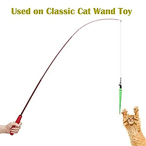 MeoHui Cat Wand Toys Refills, Cat Feather Toys Accessories, 10PCS Squiggly Worms Replacements and 1PC Replacement String for Cat Fishing Pole, Assorted Teaser Refills with Bell for Indoor Cats Kitten
