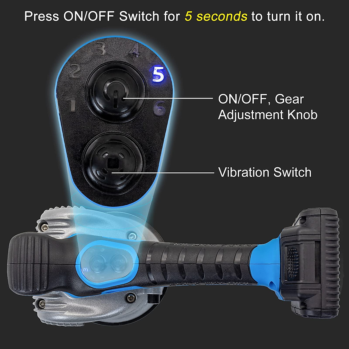 CAPTOK Tile Vibration Machine Automatic Suction Vibrator 10,000mAh 2 Batteries Tile Leveling Tiling Machine 6 Speed Handheld 18,000VPM