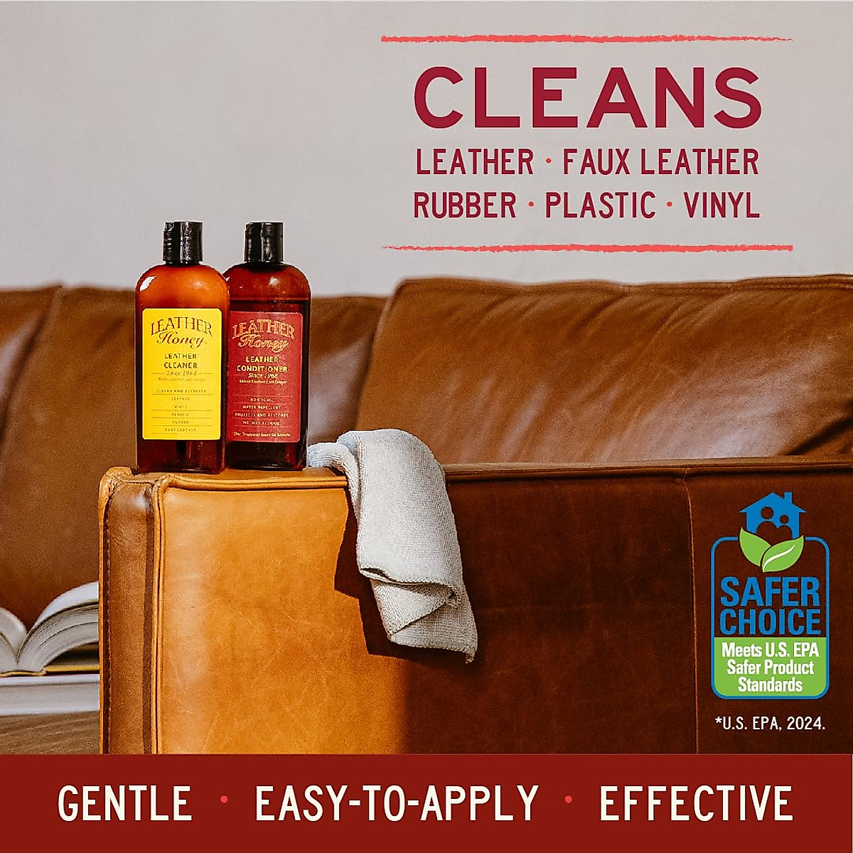 Leather Honey Leather Cleaner The Best Leather Cleaner for Vinyl and Leather Apparel, Furniture, Auto Interior, Shoes and Accessories. Does Not Require Dilution. Ready to Use, 8 Ounce Bottle!