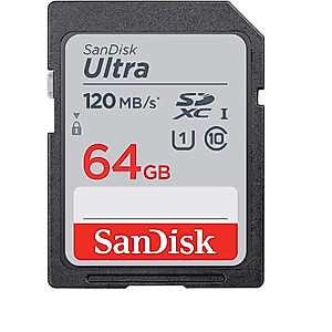 SanDisk 64GB SDXC SD Ultra Memory Card Works with Nikon D3500, D7500, D5600, D5200 Digital Camera Class 10 (SDSDUN4-064G-GN6IN) Bundle with (1) Everything But Stromboli Combo Card Reader
