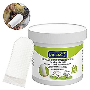 DR.EASY Breath Freshener Dental Finger Wipes 80ct for Dog & Cat, Help Wipe Away Plaque&Tartar, No Added Harsh Chemicals No Brush Formula