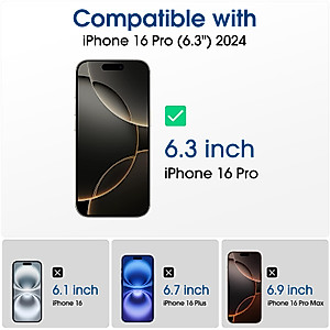amFilm Auto-Alignment OneTouch for iPhone 16 Pro [6.3''] Screen Protector + Camera Lens Protector, Tempered Glass, 30 seconds Installation, Bubble Free, Case Friendly, Anti-Scratch [2+2 Pack]