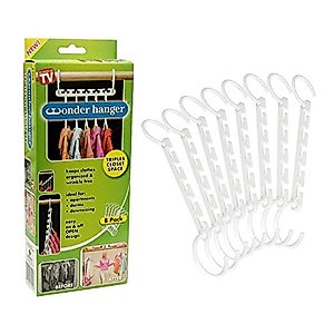 Wonder Hanger – Pack of 8 in White, Magical Cascading Hangers, Space Saving Solution for Your Closet