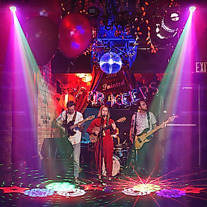 WGSS DJ Lights Sound Activated, LED Laser Strobe Stage Disco Party Light Sync with Music Remote Portable Show Projector for Dance Floor Karaoke Birthday Christmas Halloween Wedding Decorations