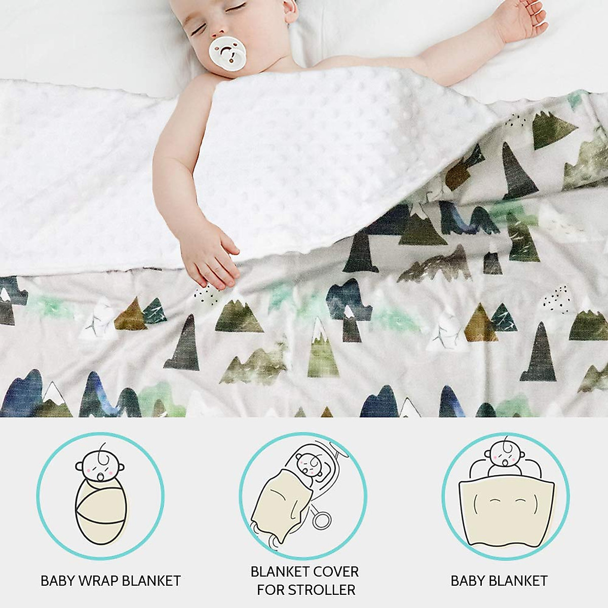 TANOFAR Baby Blankets & Car Seat Cover, Summer Cozy Sun & Warm Cover & Crib Receiving Blanket 30x40Inch, Mountains