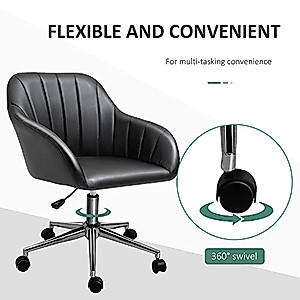 Vinsetto Mid Back Home Office Chair Computer Desk Chair with PU Leather, Adjustable Height, Swivel Wheels for Study, Bedroom, Black