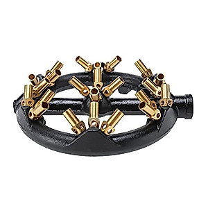 skyehomo Natural Gas Jet Burner for Chinese Wok Range, Grilling, Stir Fry | Bronze Round Nozzle Jet Burner Cast Iron with 23 Brass Tips - Up 100,000 BTU