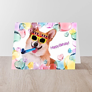 CafePress Happy Birthday Corgi Folded Greeting Card Glossy