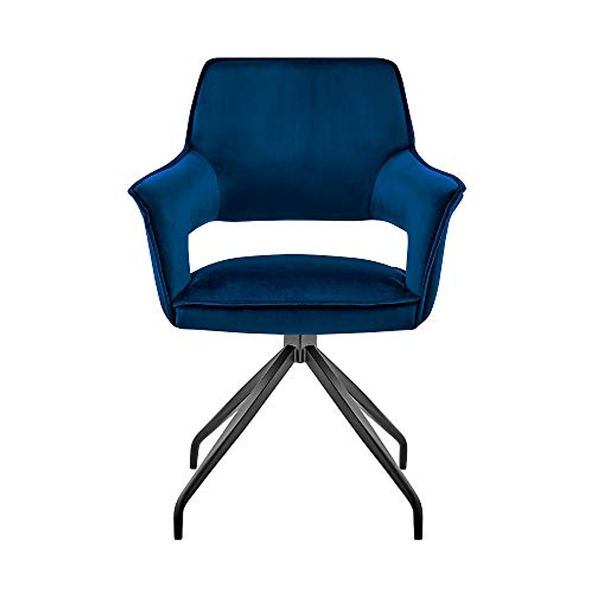 Armen Living Hadley Dining Room Accent Chair in Blue Velvet with Black Finish, 19