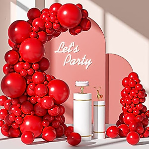 FOTIOMRG 110pcs Red Balloon Garland Arch Kit, 18 12 10 5 inch Red Latex Balloons Different Sizes Pack for Birthday Graduation Baby Shower Valentines Christmas Wedding Party Decorations