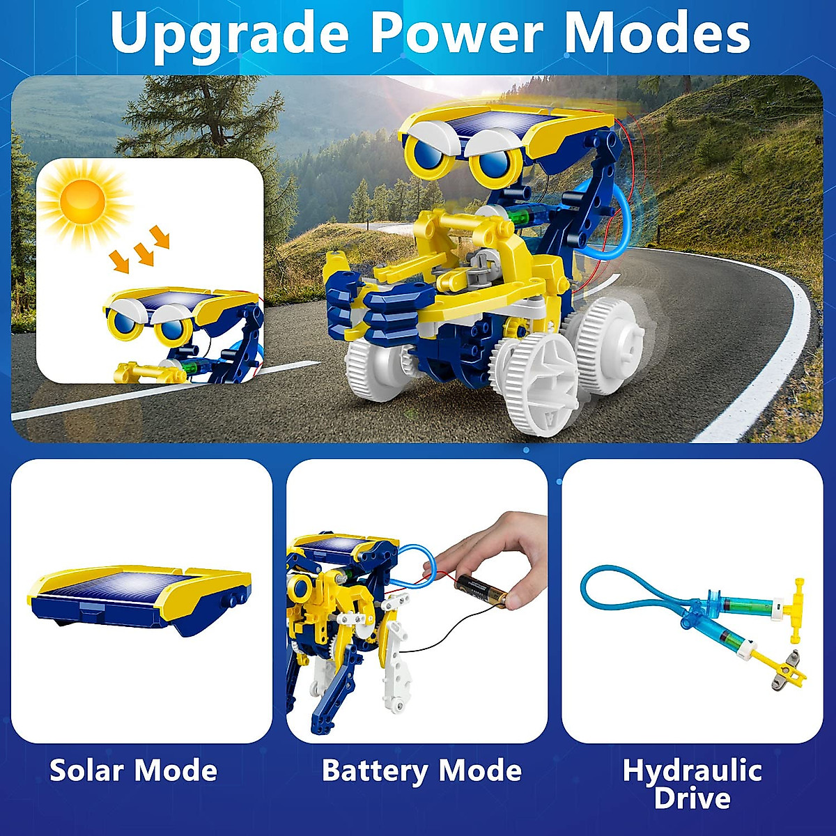 JoyZin STEM 11-in-1 Solar Robot Kit, 231 Pieces DIY Science Experiment Kit, Learning Educational Building Toy Set for Toddlers Kids Boys Girls 6 7 8 9 10 11 12 Years Old Birthday