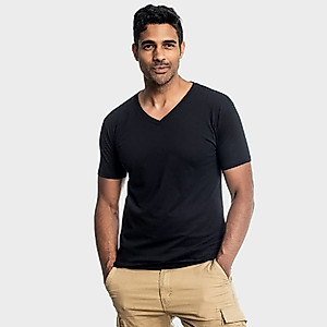 True Classic V Neck Mens T Shirt, Premium Fitted Soft Men's T-Shirts. Black, XL