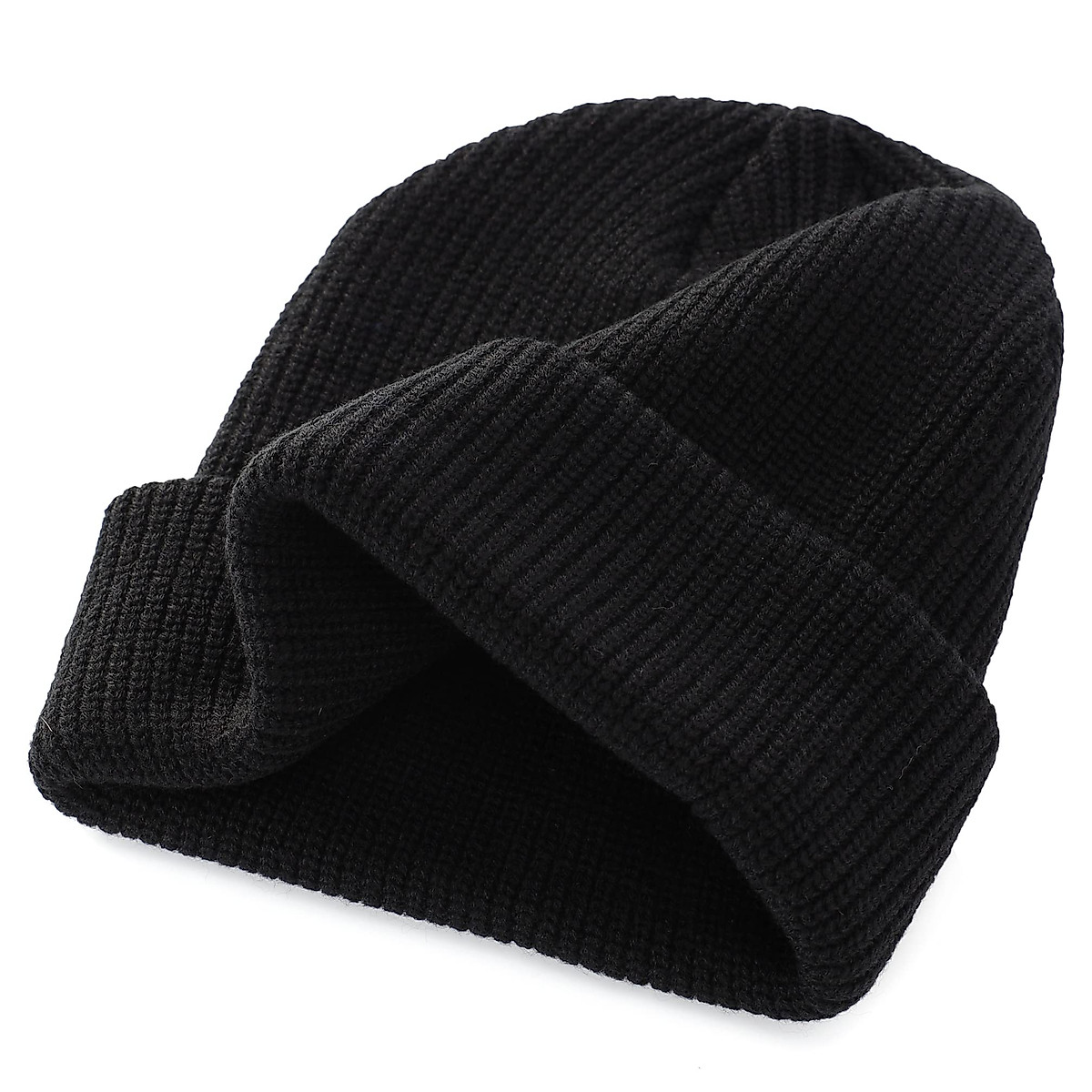 Connectyle Classic Men 's Warm Winter Hats Thick Knit Cuff Beanie Cap Daily Beanie Hat Black , 55 60cm