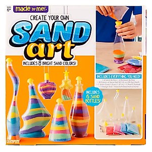 Made By Me Create Your Own Sand Art, 4 Sand Bottles & 2 Pendent Bottles with 8 Bright Sand Colors, Designing Tool & More, Great Staycation or Birthday Party Activity for Kids Ages 6, 7, 8, 9