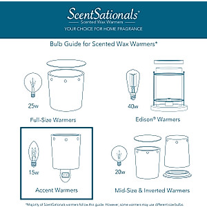 Scentsationals 15w Bulbs for Accent Wax Warmer, 15 Watt Light Candelabra E12 Base - Replacement Electric Wall Plug-in Wax Melter Candle, Certified Style C7 120 Volt (2 Bulbs)