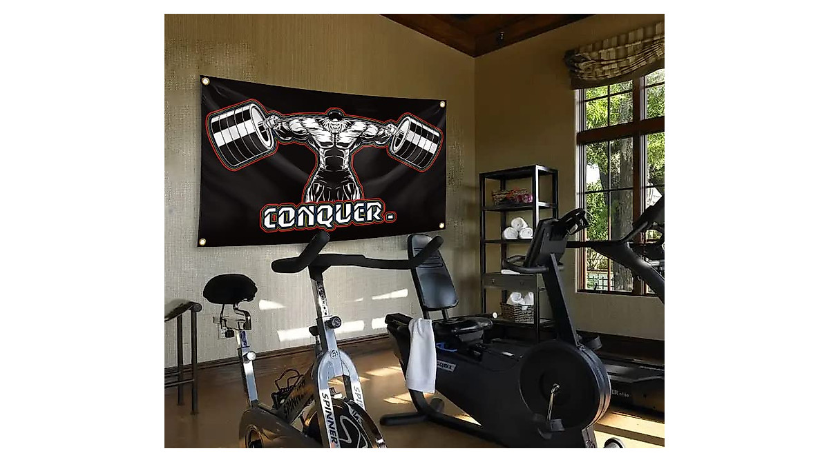 Home Gym Flags & Fitness Banners 3x5ft for Decor & Motivation