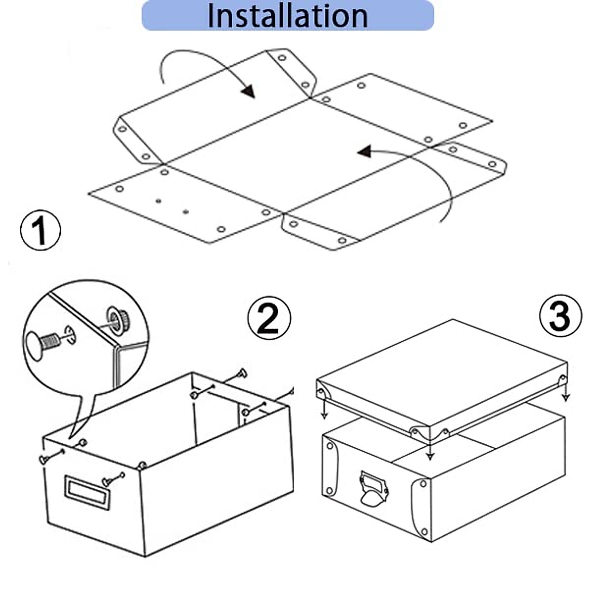XUCHUN Decorative Storage Box with lids,3 in 1 Set,Plastic,Waterproof Storage Bins for Toys,Shoes,Clothes,Office