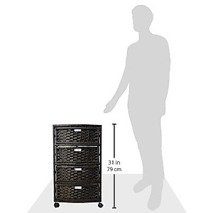 Oriental Furniture 29" Natural Fiber Chest of Drawers - Black