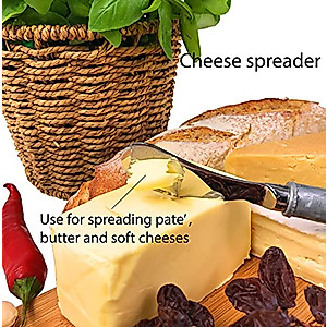 Galrose Cheese Knife Set Premium Quality - Galvanized Iron Handle Stainless Steel Blade Rustic 4 Piece Cheese Knives or Charcuterie Utensils Set for Hosting. Gift for 6th Iron Wedding Anniversary