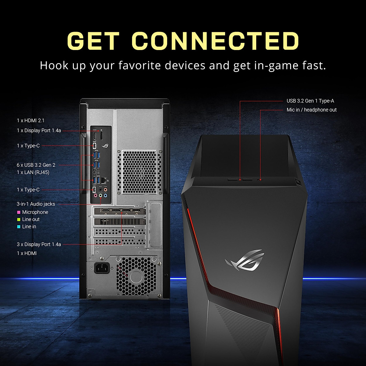 ASUS ROG Gaming Desktop, Intel Core i5-11400F Processor, 16GB DDR4 RAM, 512GB PCIe SSD, NVIDIA GeForce GTX 1660TI 6GB DDR6, WiFi 6, Win 11, Grey, 32GB Hotface USB Card