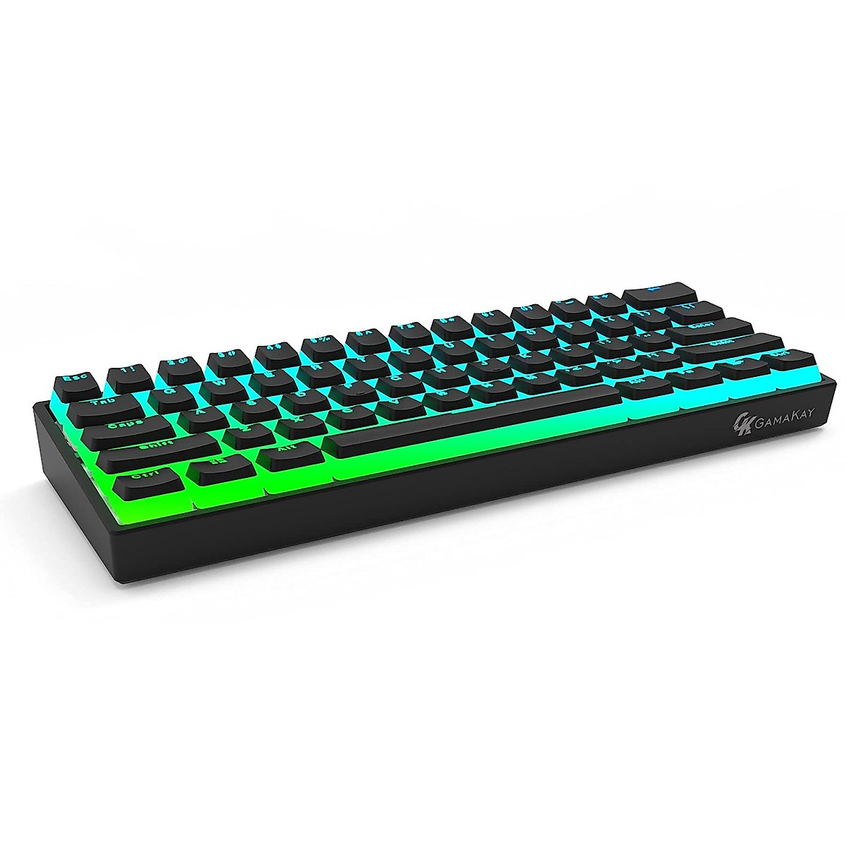 GK GAMAKAY MK61 RGB Pudding Keyboard, 61 Keys Gateron Optical Switch PBT Pudding Keycaps, Hot Swap Backlit Ultra-Compact Wired Gaming Keyboard for Windows Mac PC Gamers (Yellow Switch V2, Black)