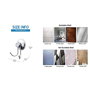 HOME&I Double Vacuum Suction Cup Hooks for Shower Loofah Towel Washcloth, Bathrobe,Stainless Steel 2 Pack (2 Pack)