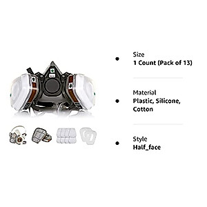 Reusable Active Carbon Respirator, Face Cover Set for Painting Against Dust/Organic Vapors/Smells/Fumes/Sawdust/Asbestos Suitable for Painting,Staining,Car Spraying,Sanding &Cutting