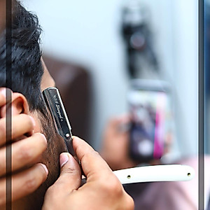 Plastic Handle Straight Edge Barber Razor Salon Quality Cut Throat Shavette, Perfect Straight Edge Razor Beard Kit,Durable Barber Razor Kit with 10 Double- Edge Straight Razor Blades, Straight Razor