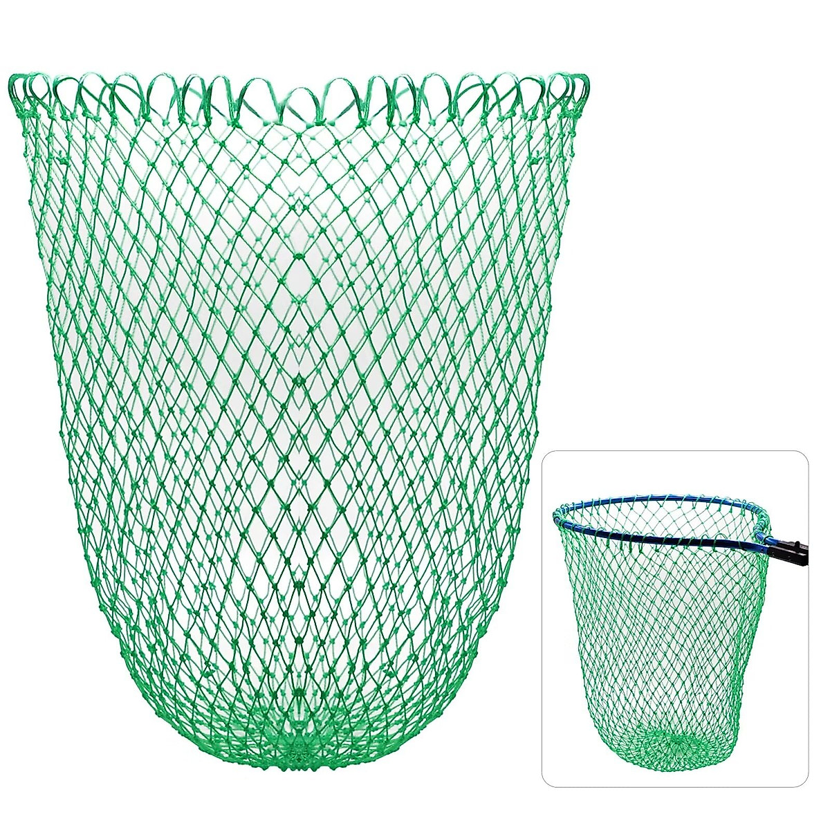 Dovesun Fishing Net Fish Landing Net Foldable Fishing Replacement Net for Freshwater Saltwater Fishing Net Replacement Netting Green Color Handle/Frame Not Included
