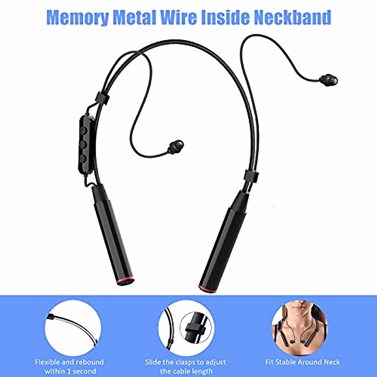 SICCOO Bluetooth Sleep Headphones Wireless Earbuds Soft in-Ear for Sleeping, 30 Hours Music Time Headsets for Insomnia,Side Sleeper - Black