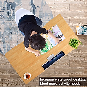 HEVIRGO Solid Wood Computer Desk Small Home Office Desk Study Table Student Writing Desks 28 Inch Rustic Style for Small Spaces, Bedroom, Offices, Dormitories Wooden Color