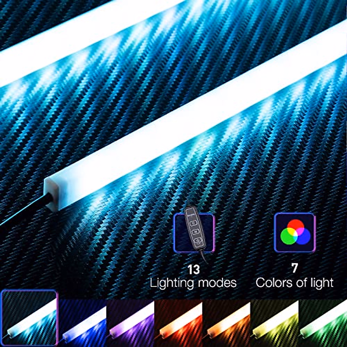 MOTPK White Gaming Desk with LED Lights, Gaming Table Desk 47 inch Z Shaped, Gamer Desk Ergonomic Sturdy, Kids Computer Desk with Monitor Stand Cup Holder and Headphone Hook, Black, Gift Idea