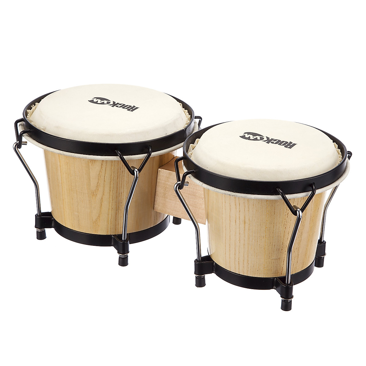 RockJam 7" and 8" Bongo Drum Set with Padded Bag and Tuning Key, Natural