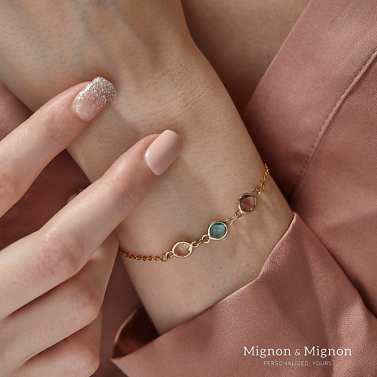 Custom Birthstone Bracelet For Women Friendship Bracelets for Girls Best Friend July August Birthday Gift For Mom Daughter Personalized Family Gift For Her Mother's Day Gift -BR-2HBS