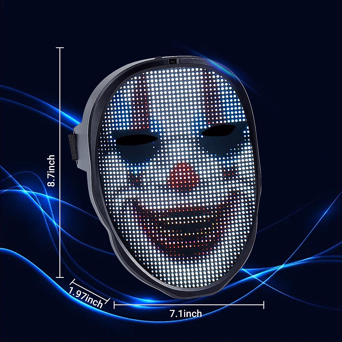Saparlo LED Mask with Gesture Sensor, Rechargeable Bluetooth Light Up Mask, Face Transforming Shining LED Face Mask, APP Controlled-Programmable Glow Mask for Kids/Adult Cosplay Costume Party