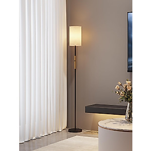 addlon Floor Lamps for Living Room, dimmable Floor lamp with Linen lampshade, Modern Standing Lamps, Bright Floor lamp for Bedroom and Office - Black