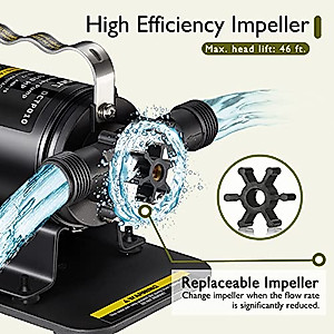 Limodot 12v Water Pump, 12 Volt Water Transfer Pump, Self Priming Battery Powered Pump, Portable DC Electric Pump With Suction Kit, ON/OFF Switch,1/8'' Low Suction, For RV, Rain Barrel, Pool, Garden