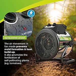 Bio Green PAL 2.0/US Palma BioGreen Basic Electric Fan Heater for Greenhouses, 2 Year Warrenty, 11 x 8 x 12.5" / 280 x 195 x 315 mm