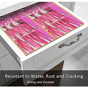 Gelite Acrylic Silverware Drawer Organizer Kitchen Cutlery Tray Caddy Flatware Organizer for Drawer, Easy Dismount and Wash, Neon Pink