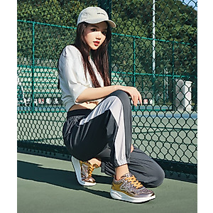 DADAWEN Women's Glitter Platform Wedge Athletic Tennis Walking Shoes Sparkly Sequin Lightweight Non Slip Casual Comfort Fashion Sneakers Gold US Size 8