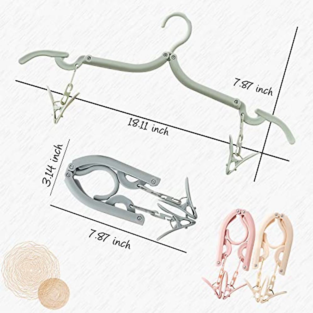 WisePoint 4 Pcs Folding Coat Hangers, Portable Plastic Hangers Clothes Hanger Clothes Foldable Hanger with 8 Clips and Anti-Slip Groove Suitable for Home Outdoor Travel Camping Hiking (Colorful)