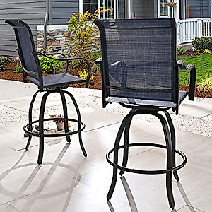 PatioFestival Patio Swivel Bar Stools Set of 4 Outdoor High Bistro Stools Height Chairs Dining Chairs All Weather Garden Furniture(Blue)
