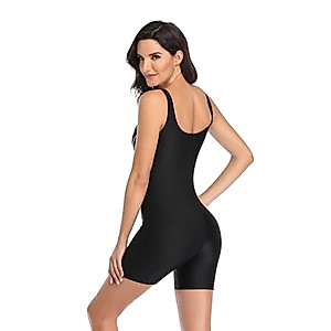 Adoretex Women's One Piece Bathing Suits, Boyleg Unitard Swimsuit for Water Aerobics, Fitness or Lap Swimming (FU001) - Black - XL