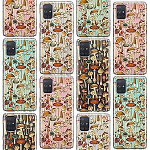 Cavka Phone Case Compatible with Samsung Galaxy A73 A72 5G A71 A54 A52 A42 A34 A32 A14 A11 Slim Botanical Vintage Fungus Amanita Cute Lightweight Transparent Autumn Forest Mushrooms Cover Design