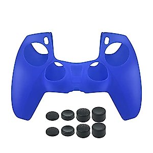 PS5 Controller Skins Anti-Slip Silicone Cover Protector Case Handle Sleeve Dustproof for PS5 Playstation with 8 Thumb Grips (Camouflage Green)
