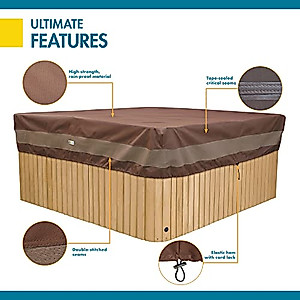 Duck Covers Ultimate Waterproof 86 Inch Square Hot Tub Cover Cap, Outdoor Spa Cover, Mocha Cappuccino