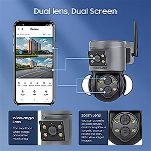 INQMEGAPRO 4MP Security Camera Outdoor, 10X Optical Zoom,Dual-Lens Outdoor Camera,360 Degree Pan/Tilt/Zoom Security Camera System with Motion Tracking, Two-Way Talk,Siren Alarm, Color Night Vision