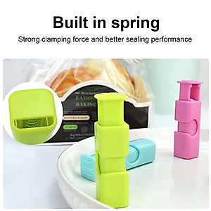 Generic Bag Clips, 5PCS Squeeze and Lock Bread Bag Clips for Food Storage, Reusable Plastic Bag Clips, Snack Bread Clips for Bags, 1 Seconds Easy-to-Use Bread Bag Closures Food Container Sets (Blue)