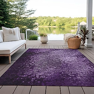 Addison Rugs Chantille ACN565 Purple 5' x 7'6 Indoor Outdoor Area Rug, Stain Resistant, Machine Washable, Non Shedding, Bedroom, Living Room, Dining Room, Kitchen Rug